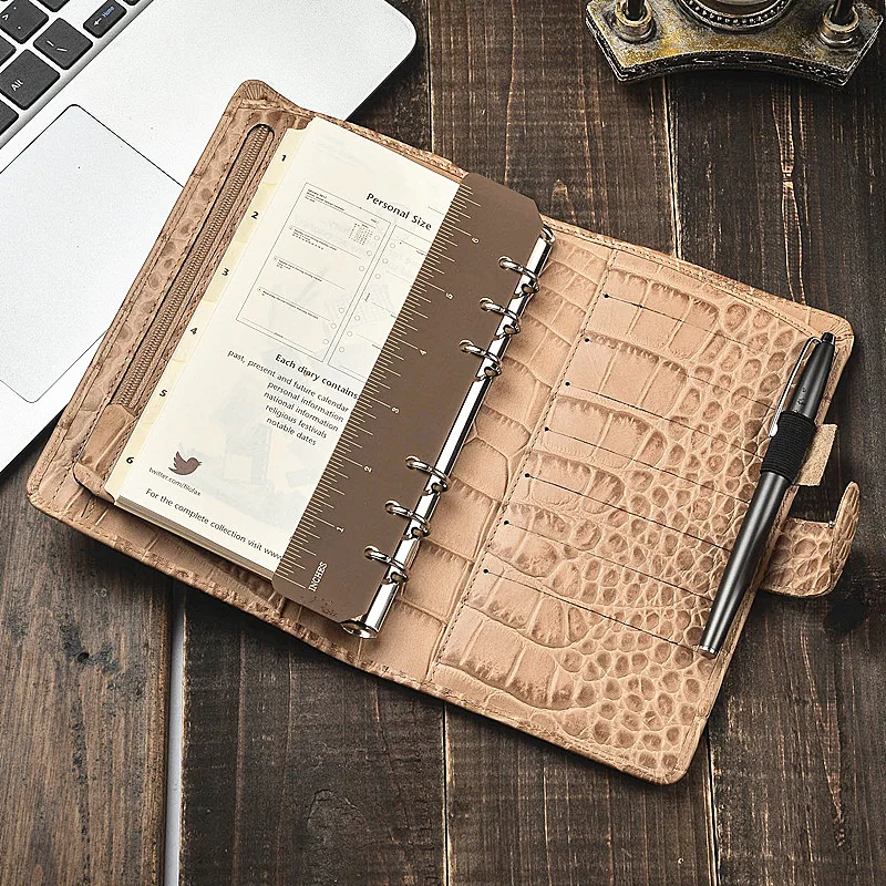 Crocodile Pu Leather Filofax Organizer Binder Planner