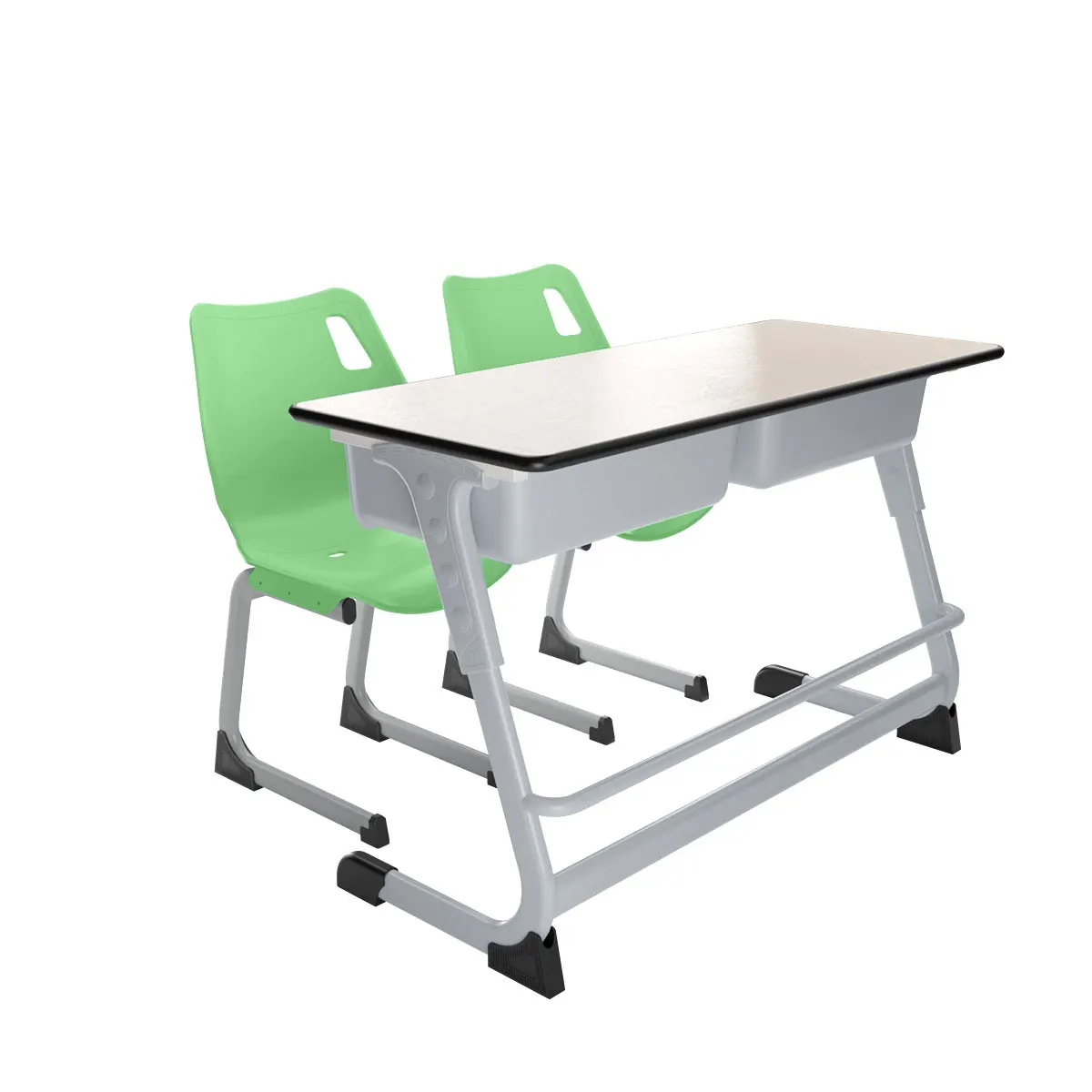Plywood Double School Desk And Chair For Students Double Desk Chair Set ...