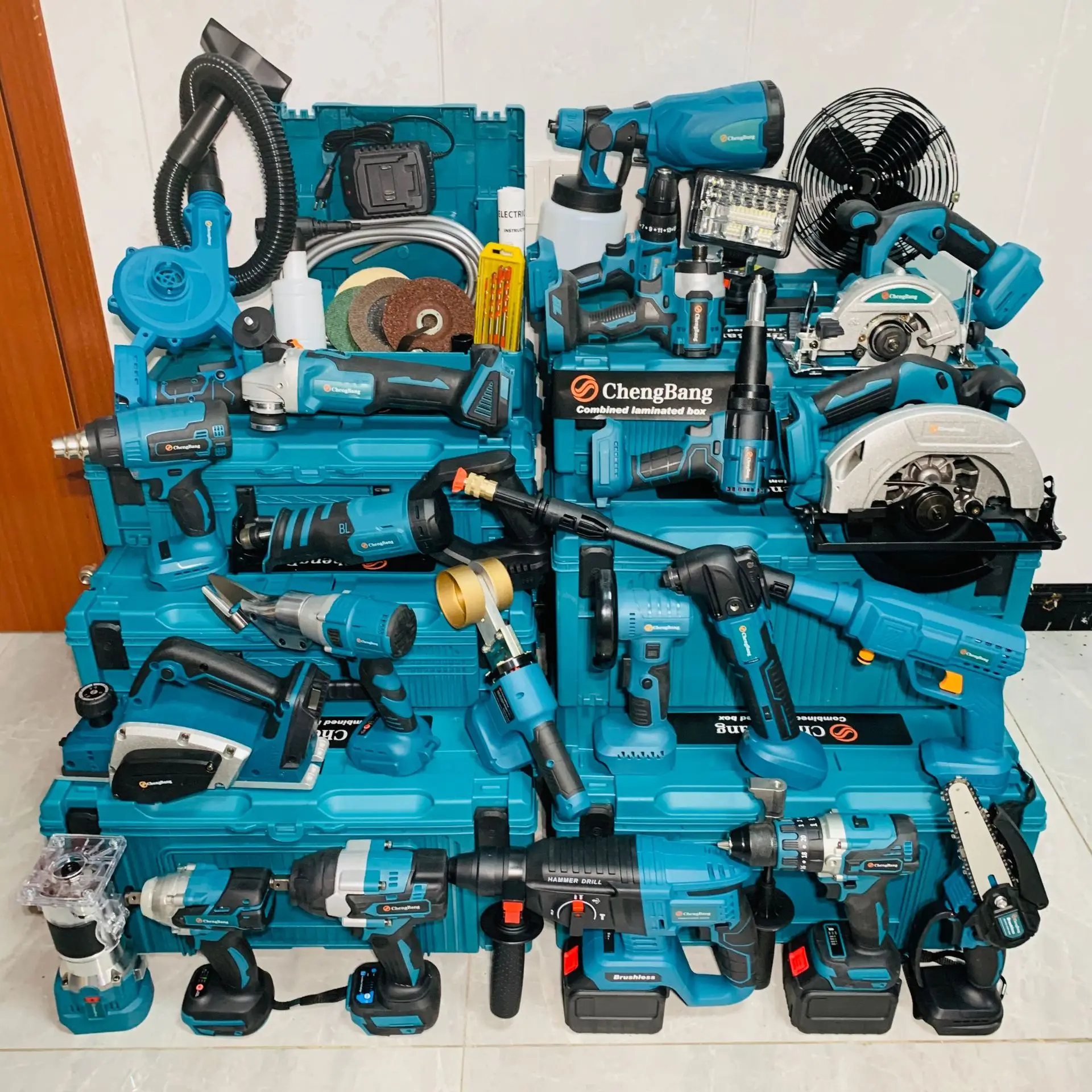 Set Of 24pcs Power Tools Kits Rechargeable Lithium Brushless Electric ...