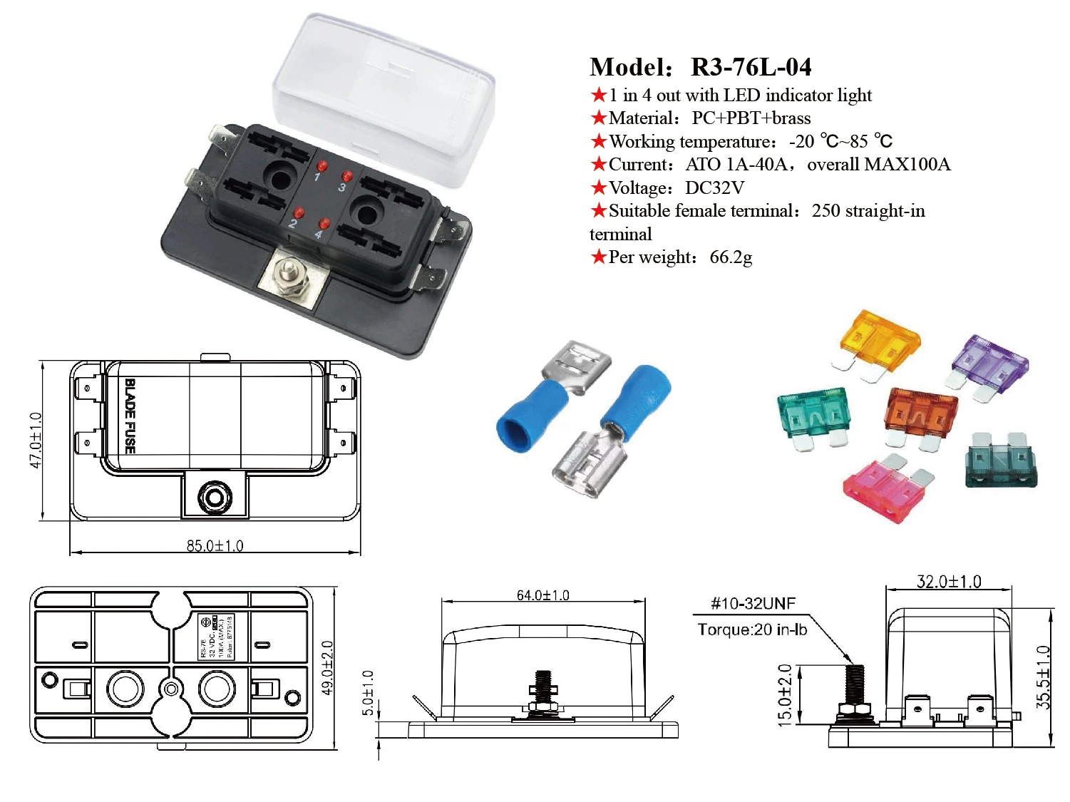 Car Universal 100a Blade Fuse Block Box Automotive Circuit Waterproof ...