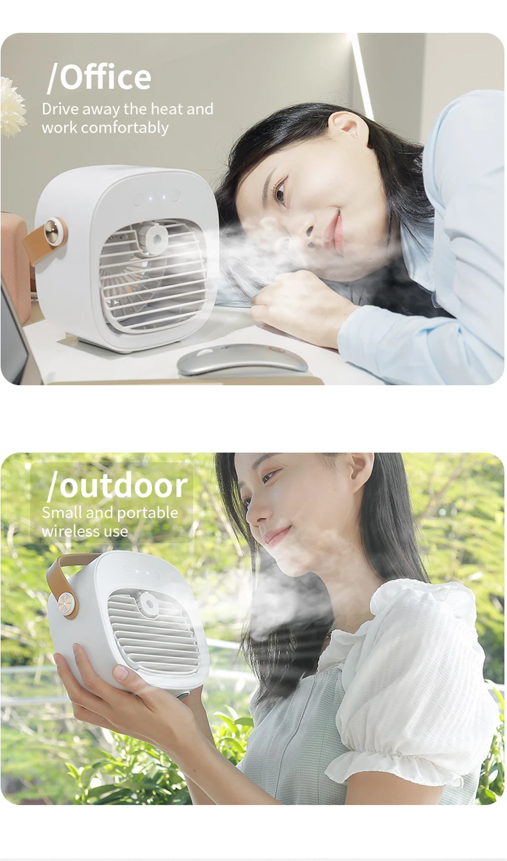 Water Mist Fan Portable Rechargeable Humidifier Air Cooling Fan ...