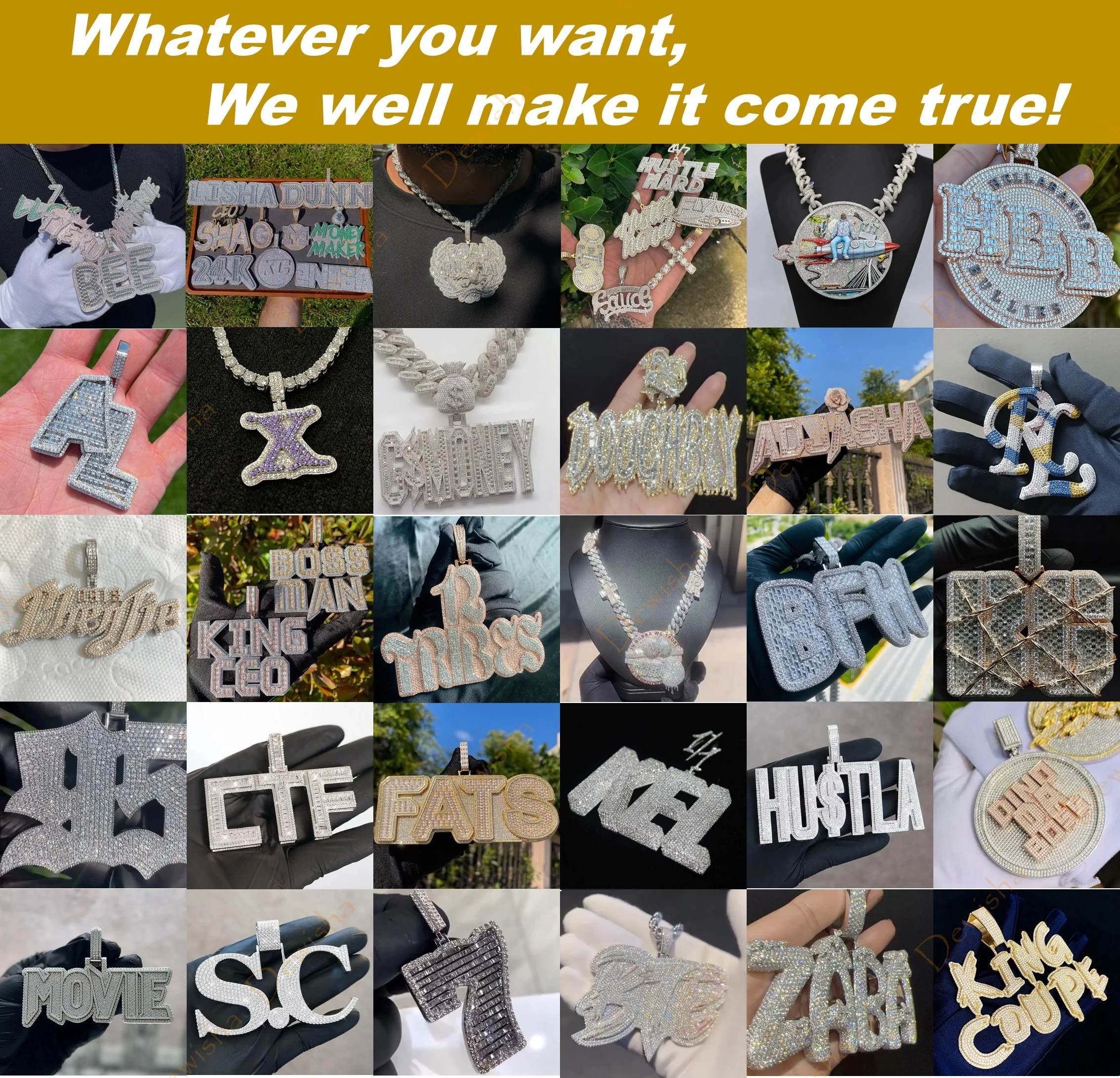 Factory Custom Round Iced Out Bust Down Name Letter Logo Pendant for ...