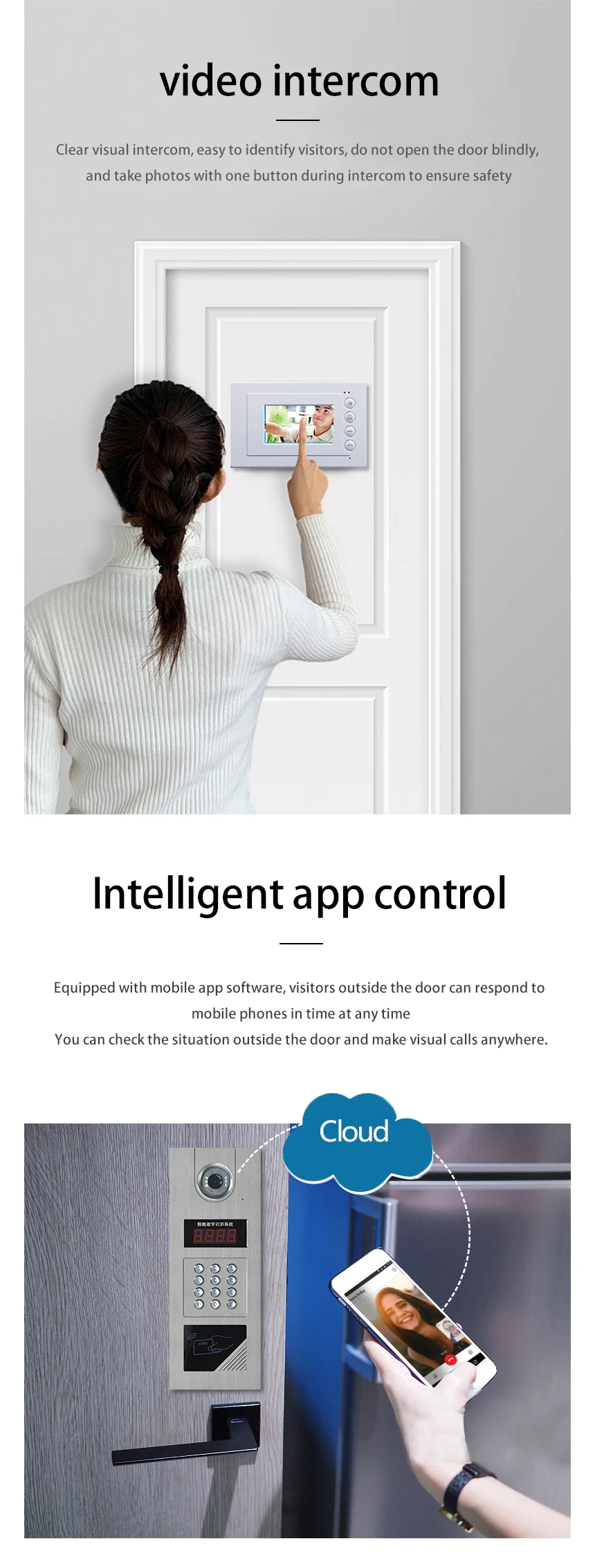 Biometric Access Control Building Intercom System With Night Vision ...