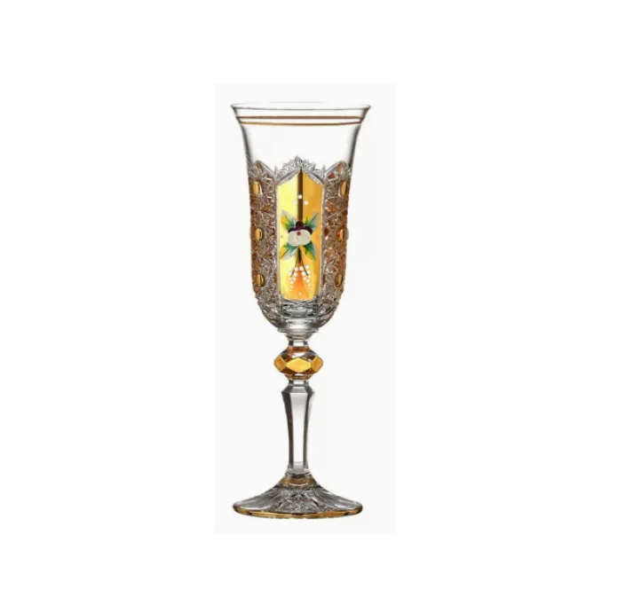 Raymond Crystal Glass Champagne Glasses - Traced Gold Goblets