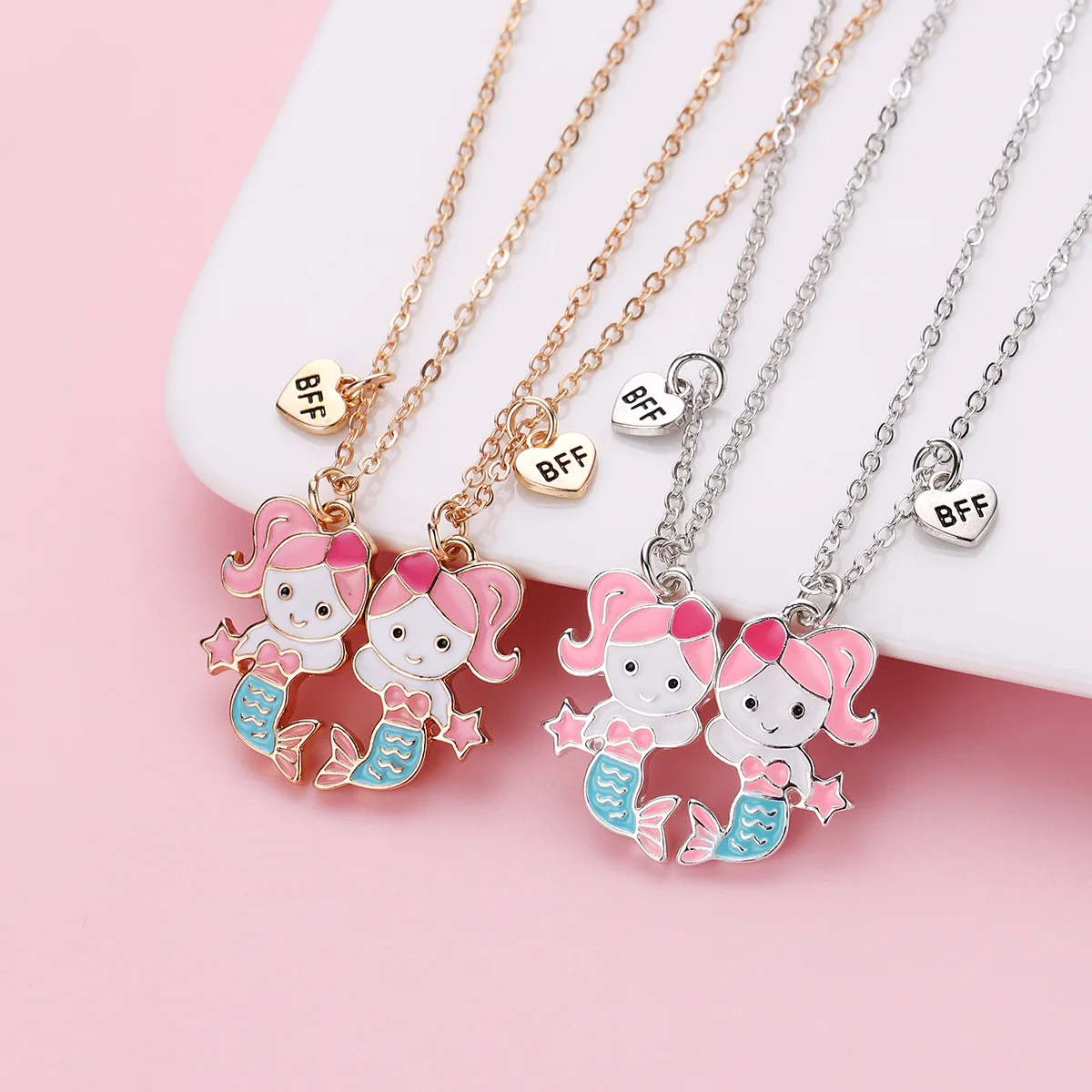Mermaid Charm Necklace BFF Kandi Drip for Kids Couples