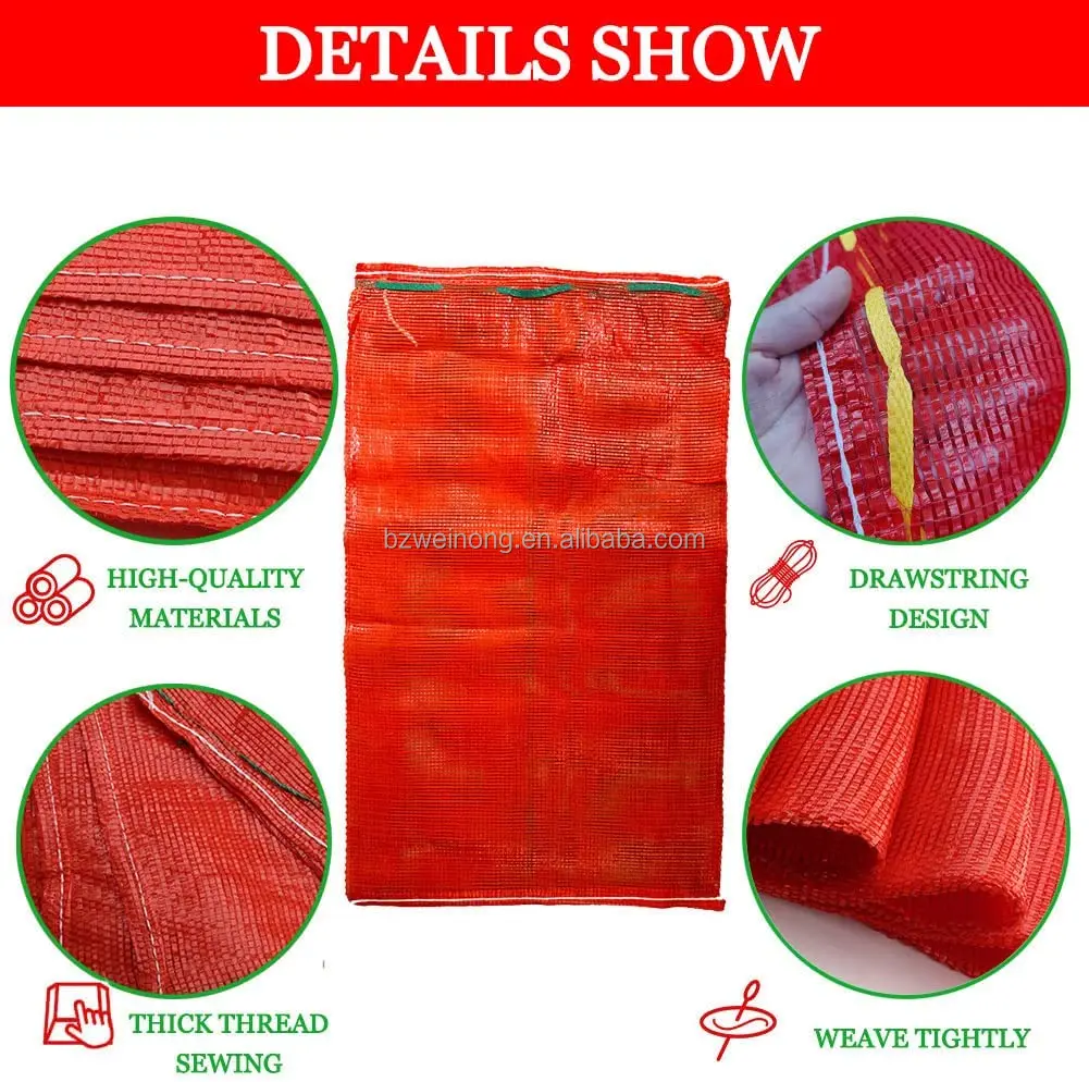 Vegetables Onion Potato Firewood Carrot Fruit Packing Sack Red Leno ...