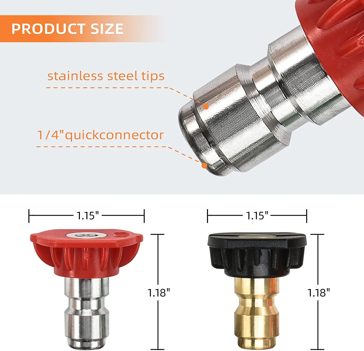 Quick Plug Connect High Pressure Washer Nozzle 5 Color Tips for Car ...