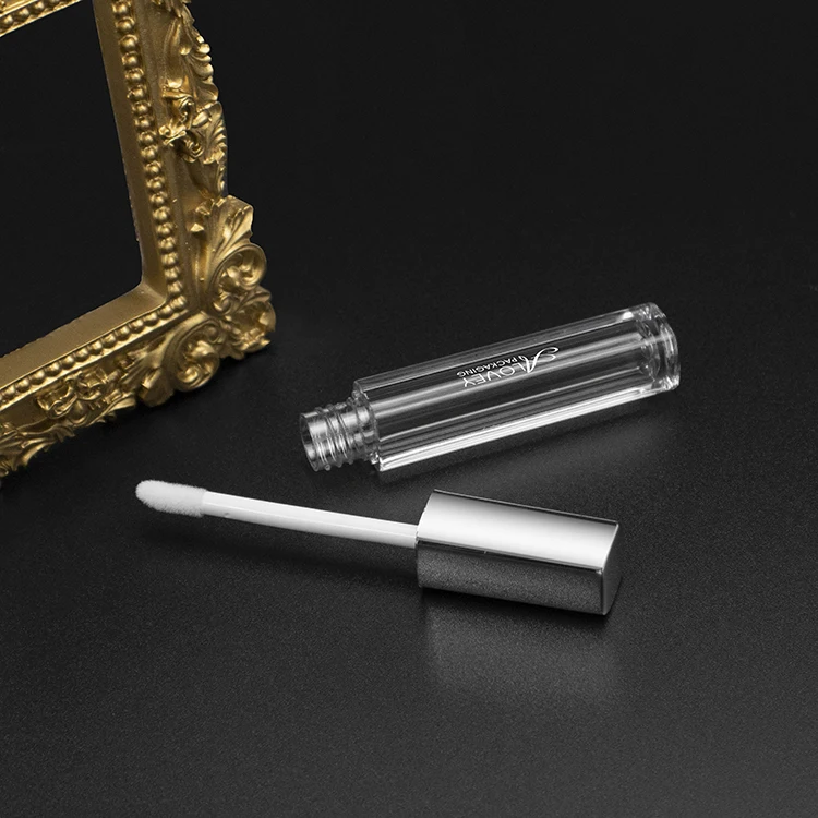 Alovey Cosmetic Container Manufacturer Metallic Silver Lip Tint Tube ...