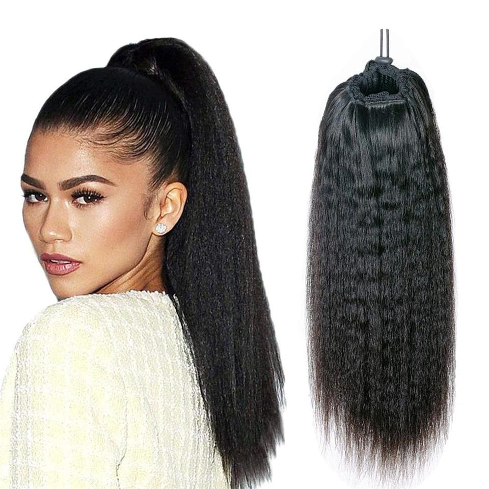 Kinky Curly Ponytail Extensions - Natural Black Human Hair