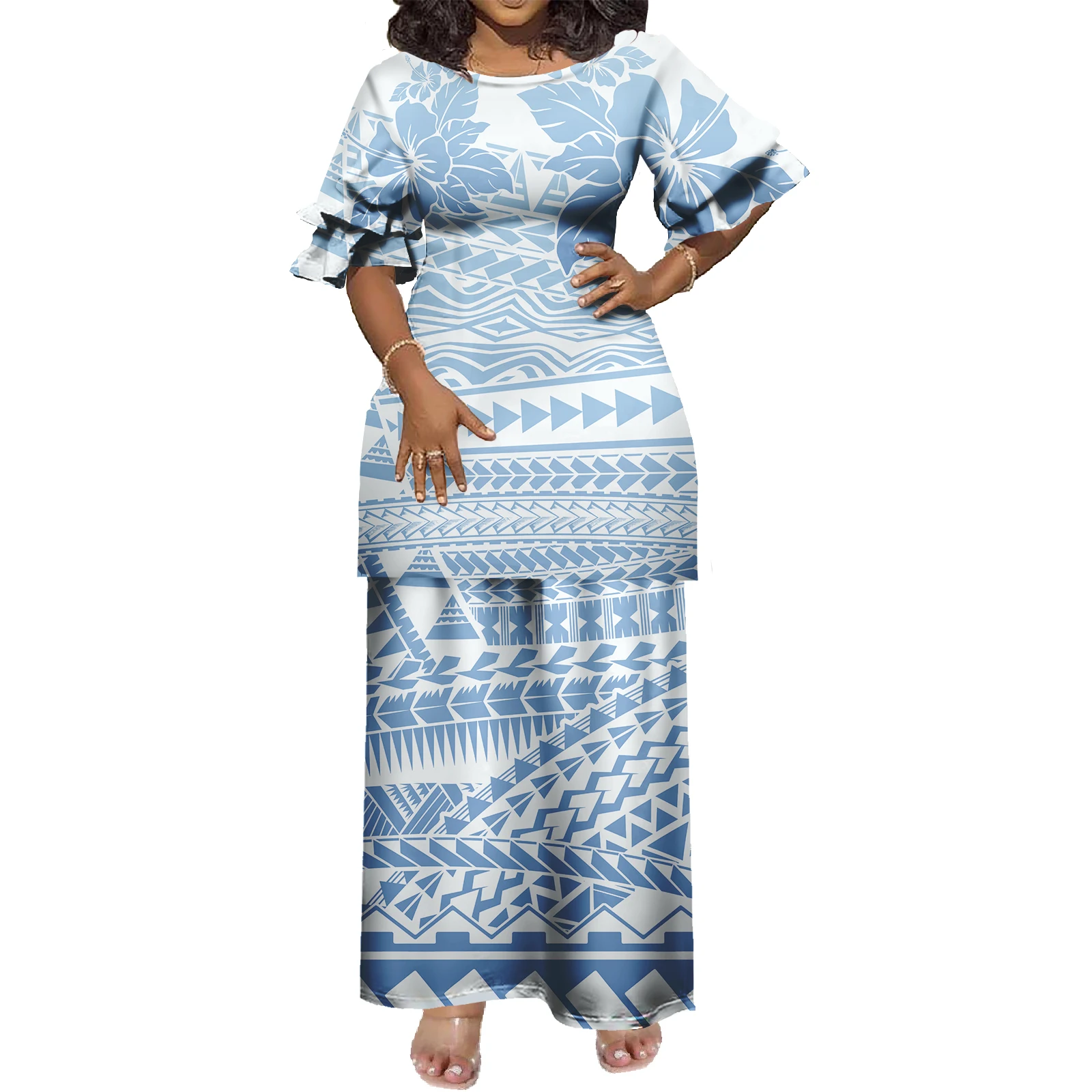 Polynesian Samoan Traditional Tribal Printing Clothing Puletasi Women ...