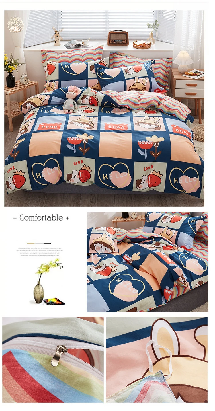 Cartoon Character 100 Cotton Kids Bed Sheet Fitted Sheet Covers 4 Pcs ...