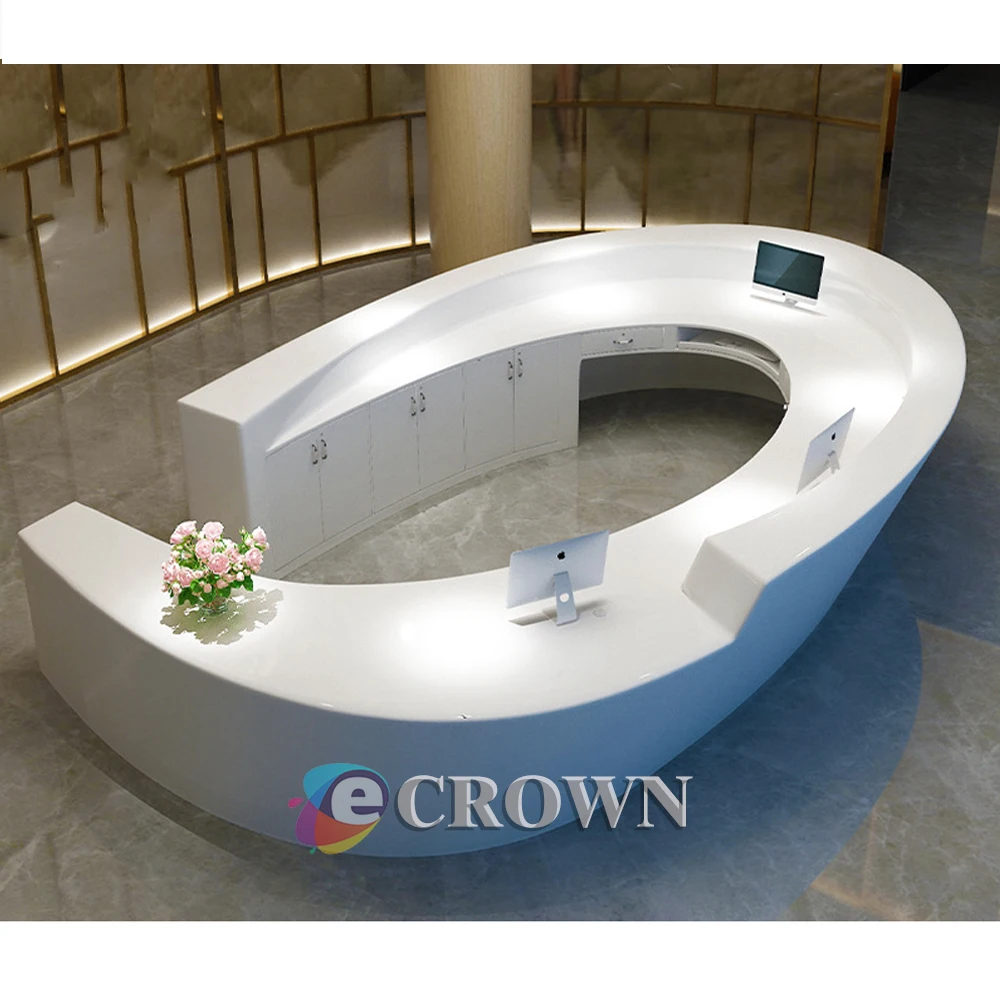Reception Checkout Counter Powder Coated Veneer Mdfen Registration ...