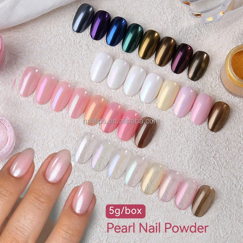 Aurora Chrome Nail Pigment Powder 8 Colors Metallic Mirror Effect ...