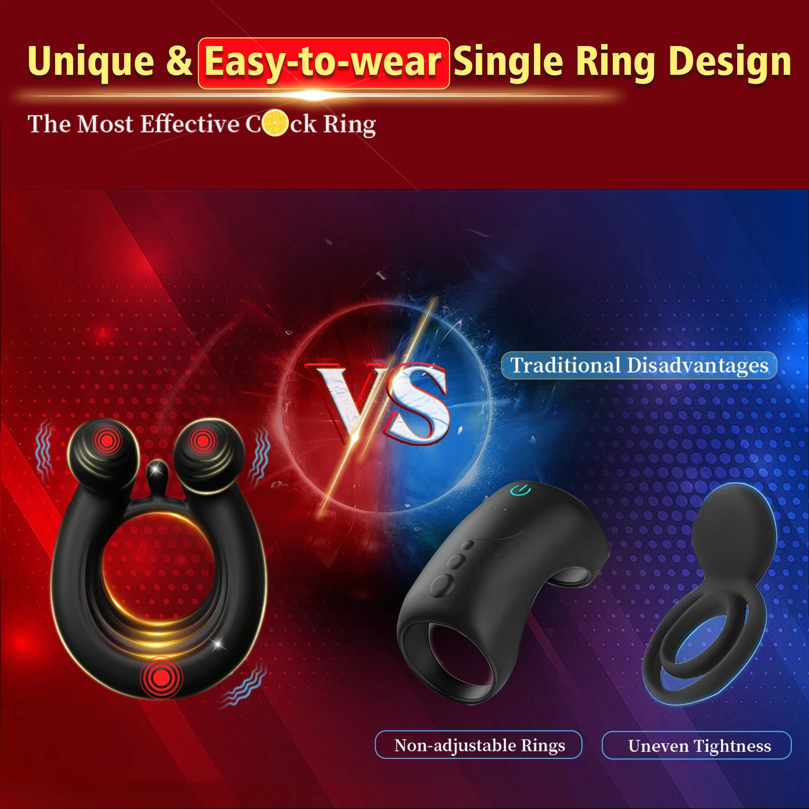 Neonislands Delay Ejaculation 10 Vibrations Penis Ring Sex Toys Male ...