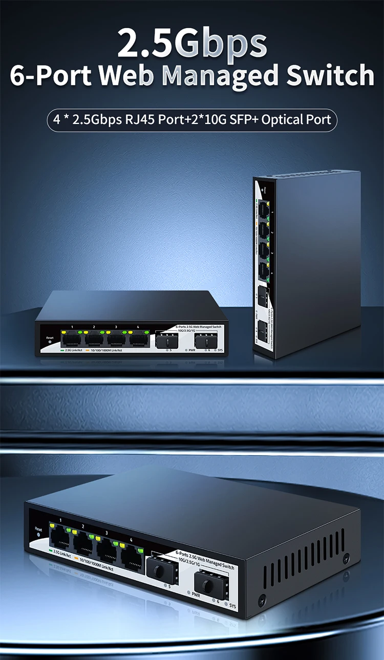 2.5gbe Smart Managed Switch,4 Port Rj45 2500mbps Web Managed Ethernet ...
