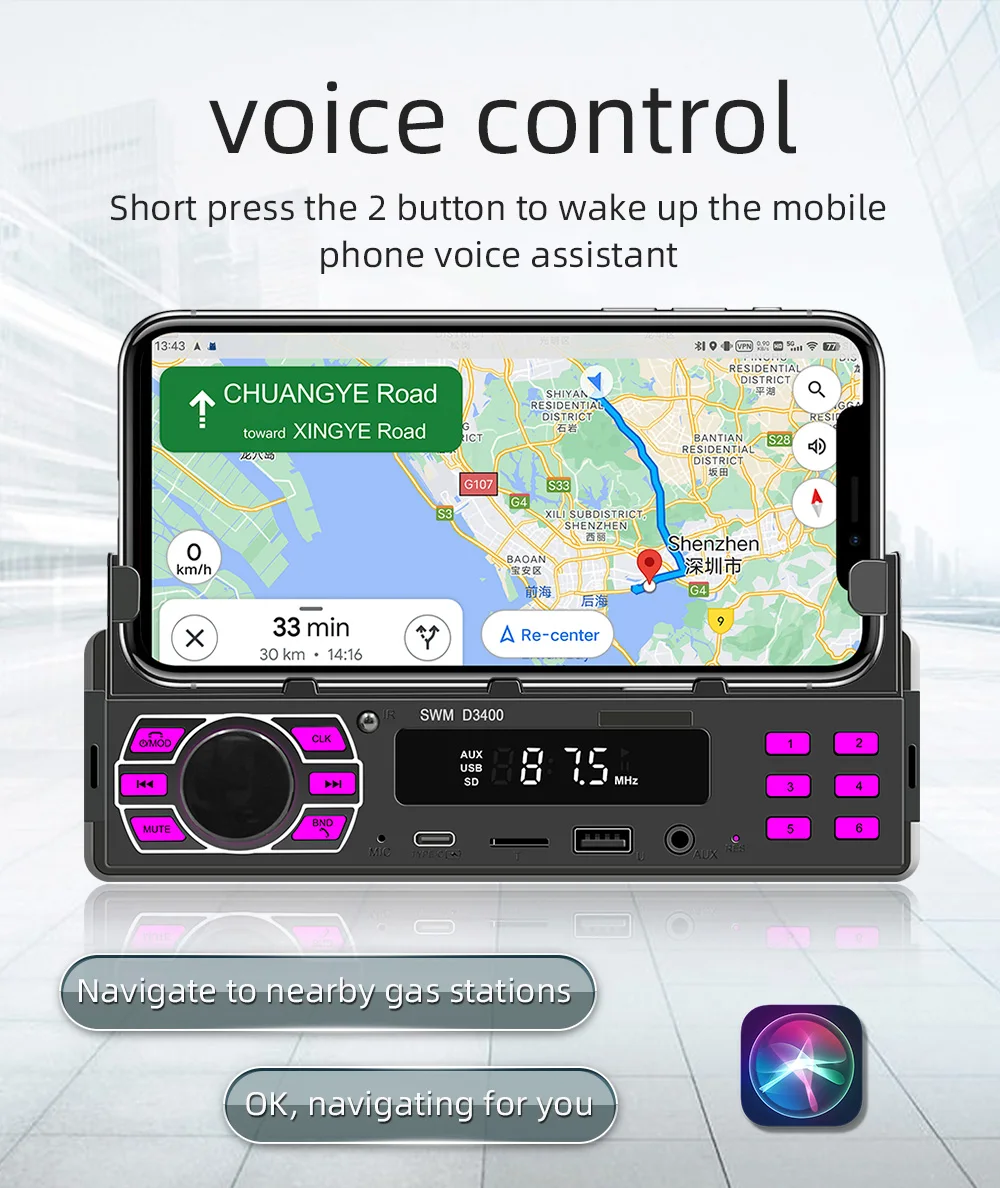 Alibaba.com: BQCC 1DIN 12V Car Radio with AI Voice, FM RDS, MP3 Player ...