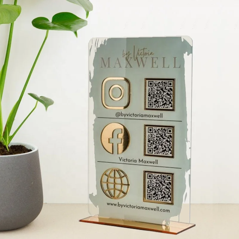 Arched Qr Code Social Media Sign Scannable Acrylic Social Media Signage ...