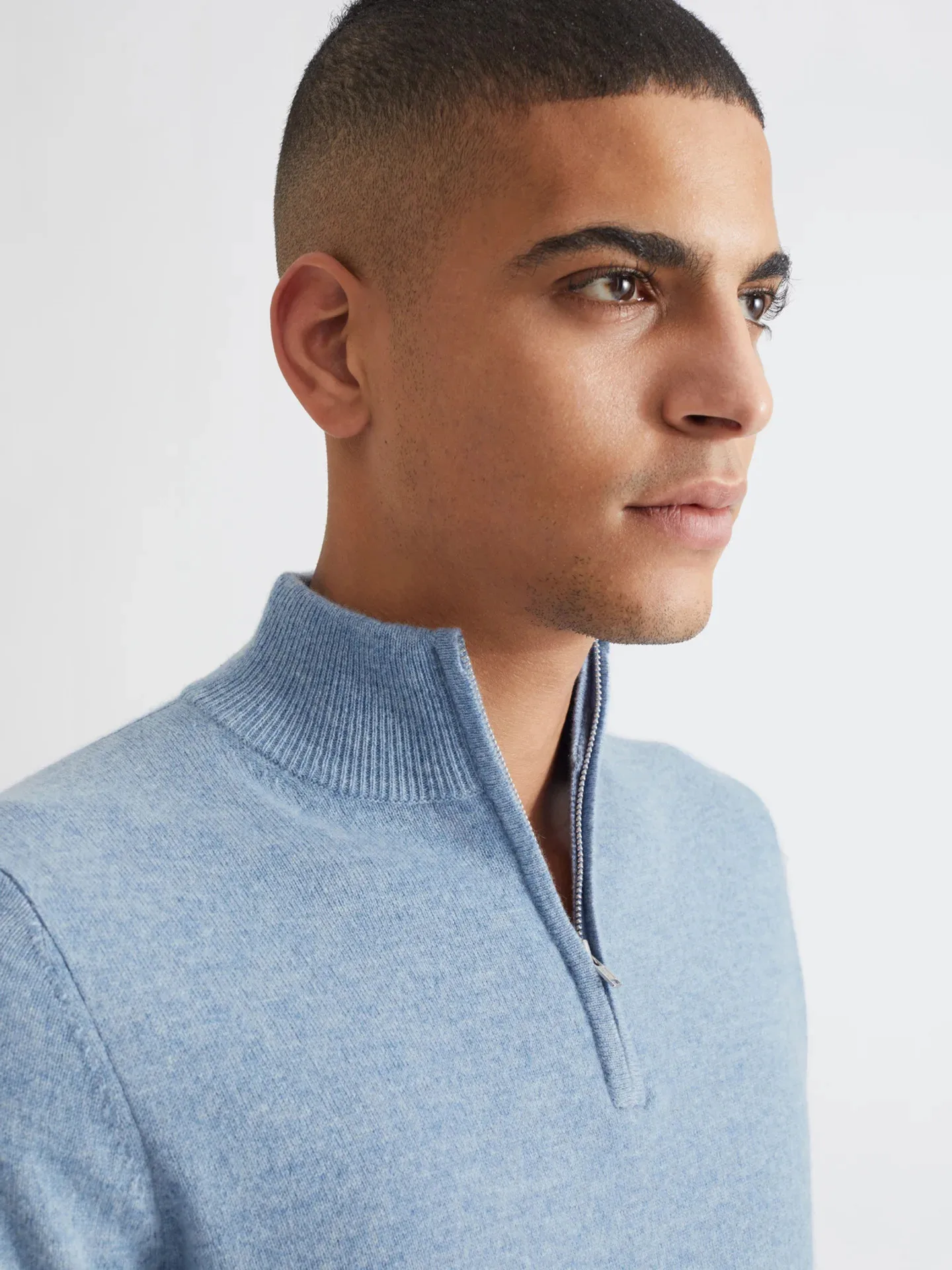 Custom Men's 100% Cashmere Pullover Polo Sweater with Zipper ...
