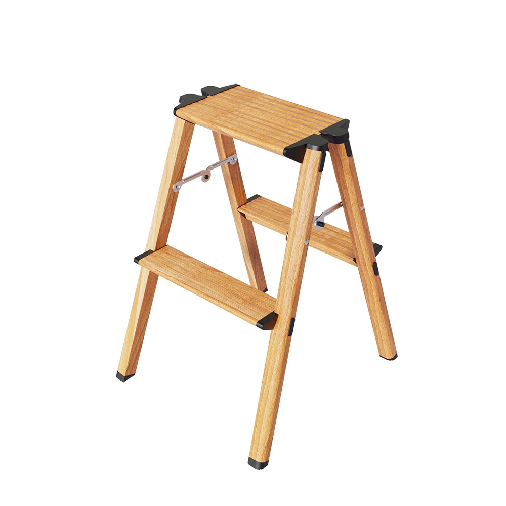 Slim Design Woodgrain Aluminum Lightweight Folding Step Stool Double ...