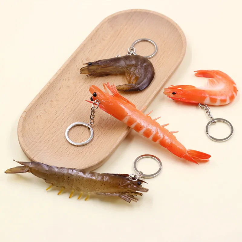 Simulation Food Funny Kid Toy Shrimp Key Chains Pvc Sea Animal Shrimp ...