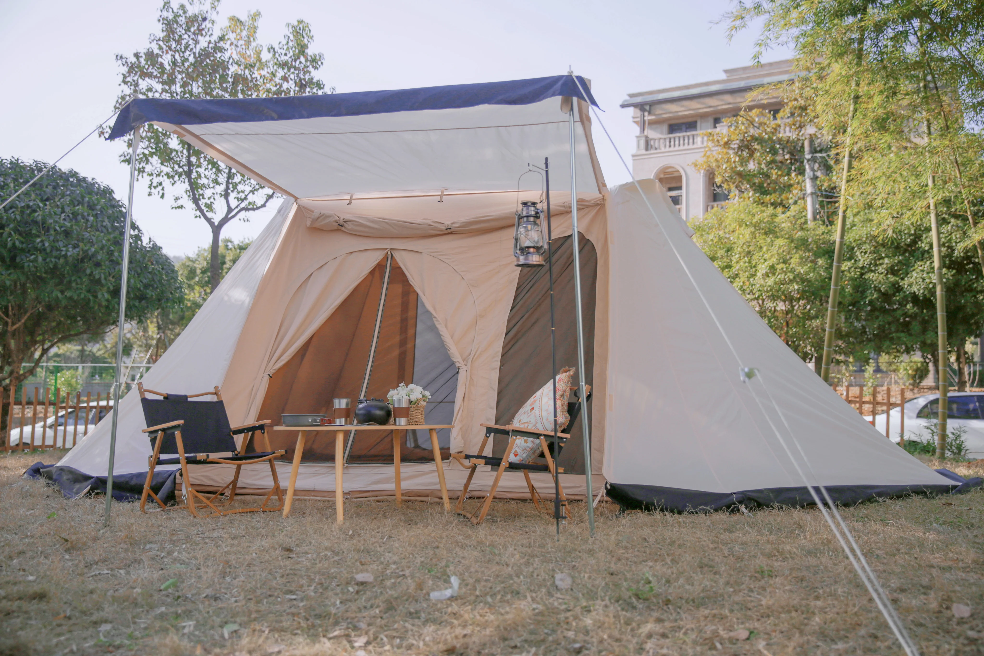 2022 Glamping White Outdoor Big Camping Tent Family Camping Cabin Tent ...