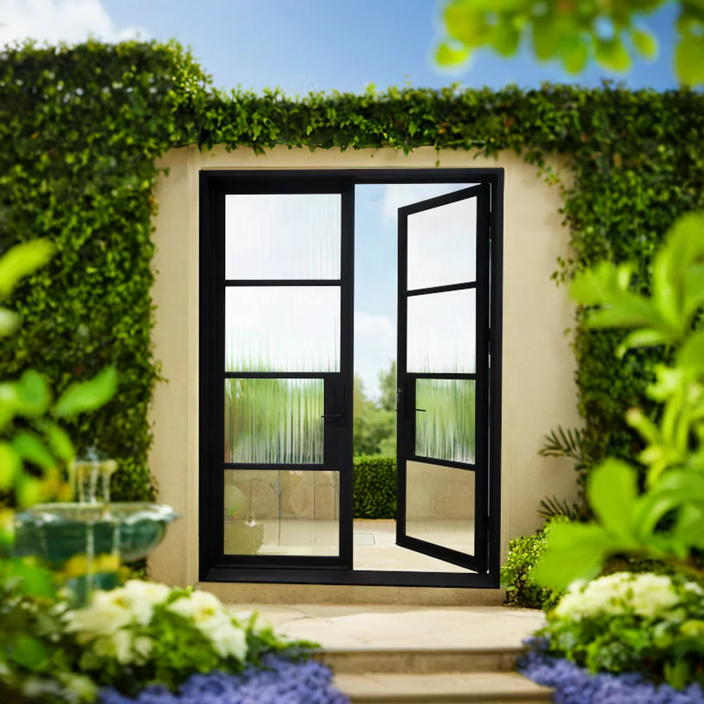 Custom Square Wrought Forged Iron Exterior French Doors For Patio Heat ...