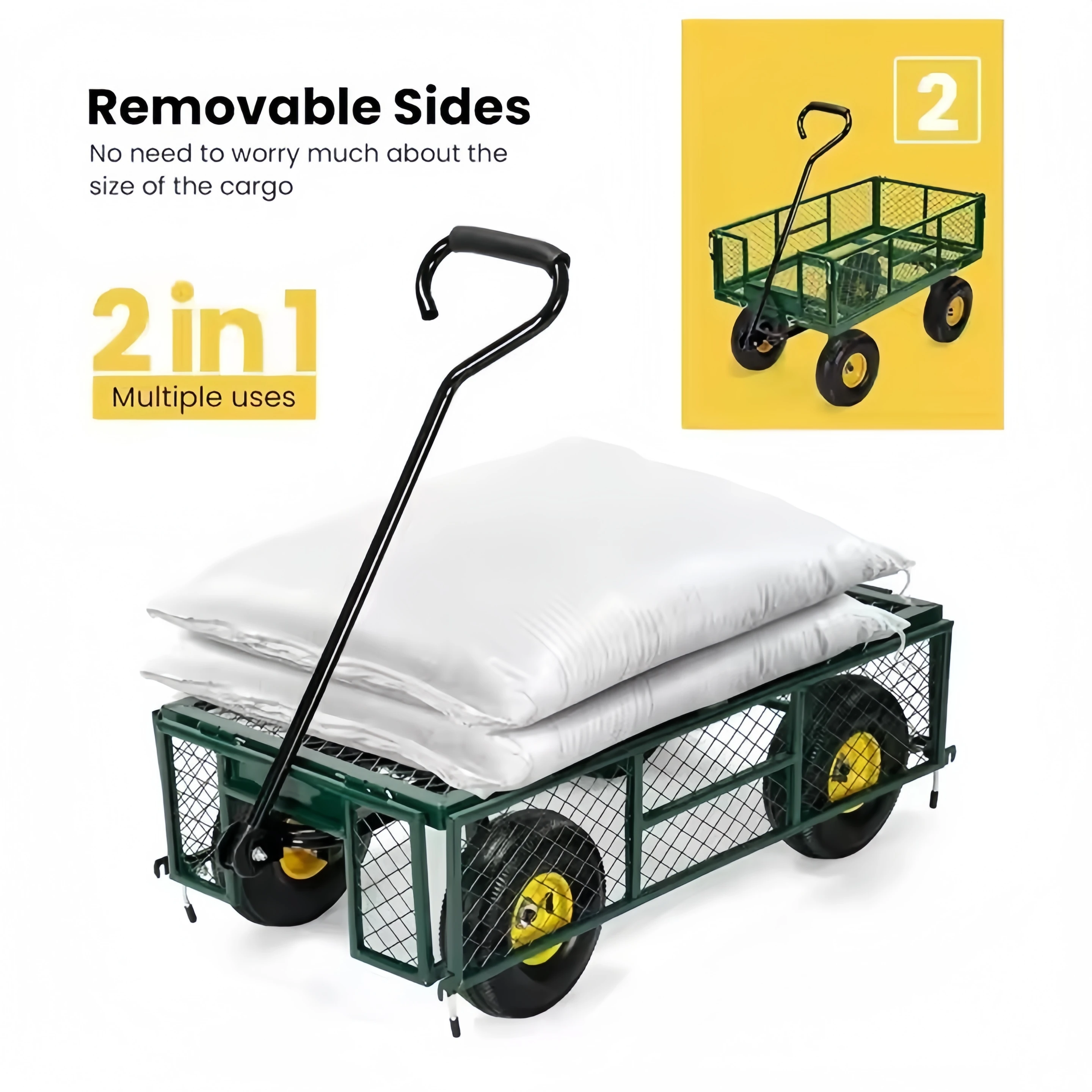 Heavy Duty 660 Lbs Steel Mesh Garden Cart New Utility Yard Wagon for ...