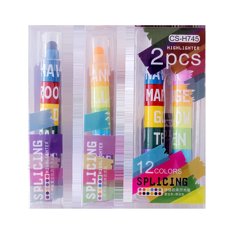 12 Colors Stackable Solid Gel Highlighter Pen - Buy Highlighter Pen ...