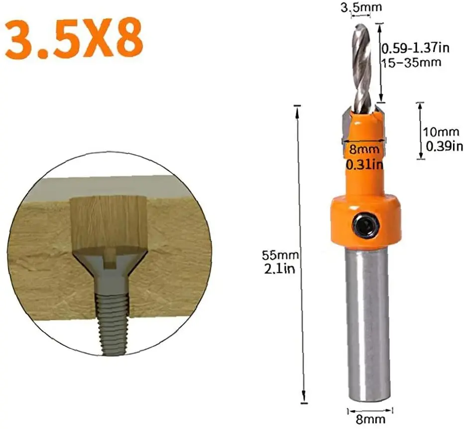Shank Hss Woodworking Countersink Router Bit Set Screw Extractor Remon ...