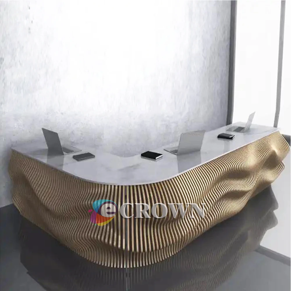 Reception Exclusive Design Reception Glossy Color Strip Counter Desk ...