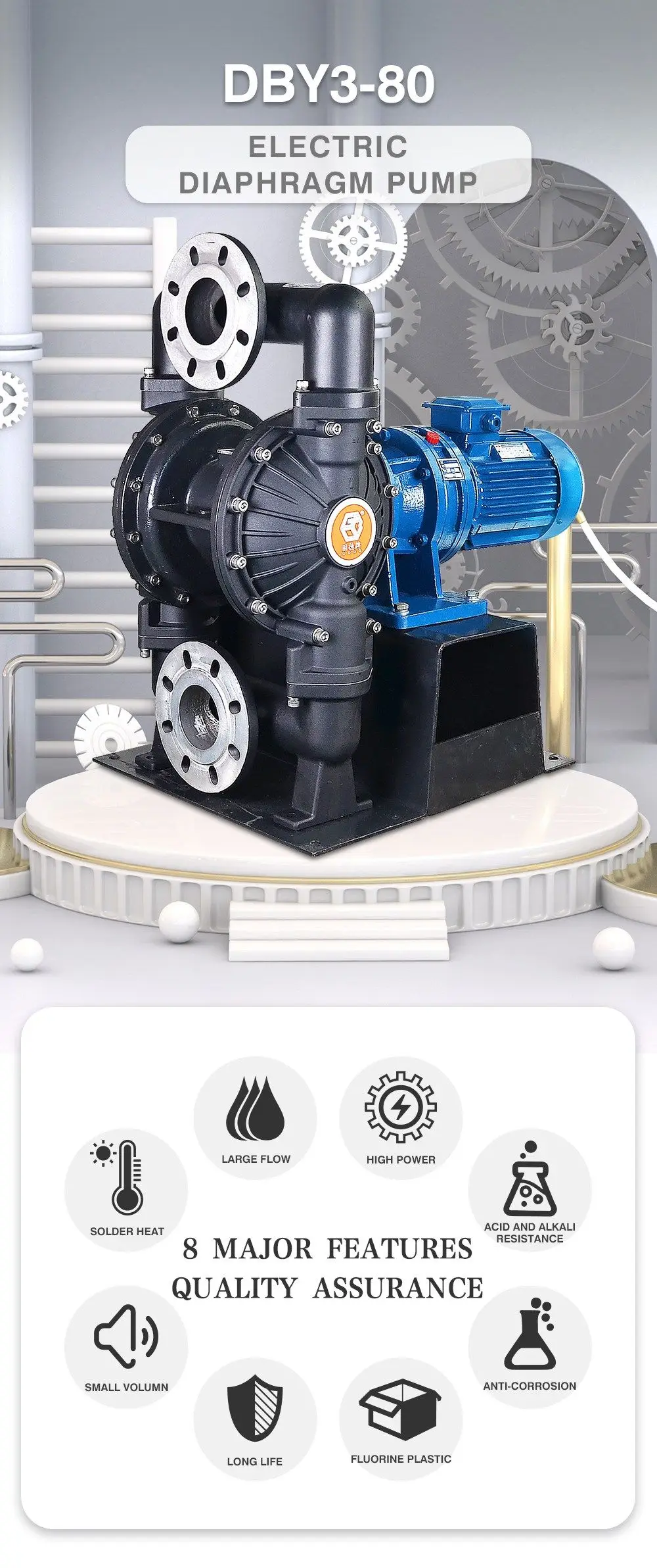 DBY3-80L 3'' Aluminum Alloy Electric Diaphragm Pump_DBY_Electric Operated Diaphragm Pumps_GODO PUMPS