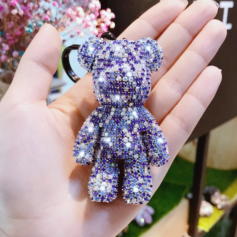 Cute Sparkling Crystal Teddy Bear Keychain High Quality Bling ...