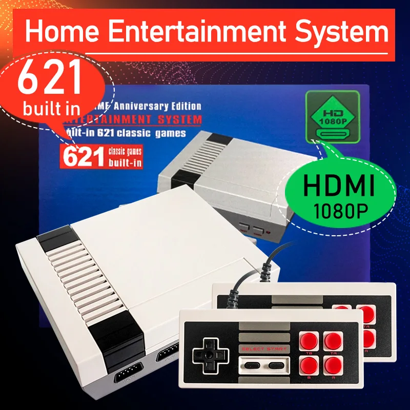 Retro Arcade Mini Classic Wired Hd Tv Video Game Console Built-in 621 ...