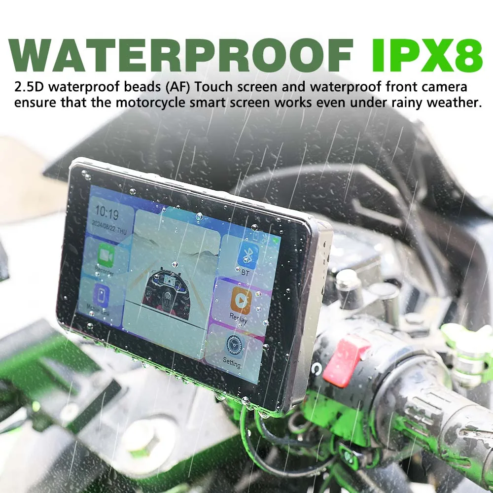 New Design 5-Inch Waterproof Motorcycle GPS Carplay Screen with Front ...