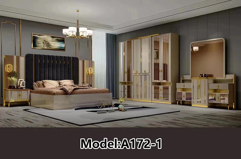 Luxury King MDF Modern Bedroom Furniture Set - High Glossy