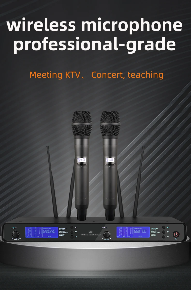 Dual-Channel Long-Distance Wireless Microphone True Diversity U-Segment ...