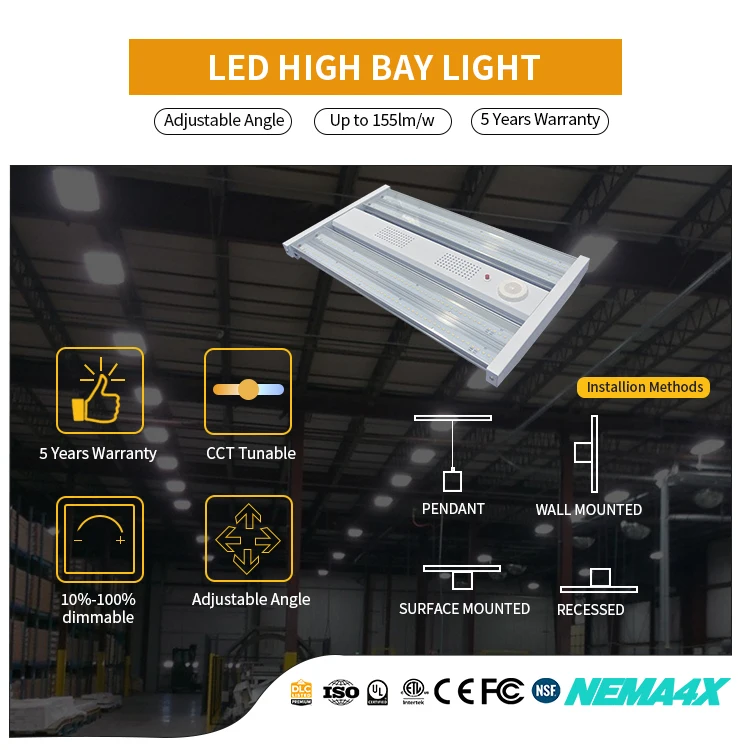 Brandon On Sale 100w 130lm/w 2ft 4ft Industrial Led Low Bay Light 3cct ...