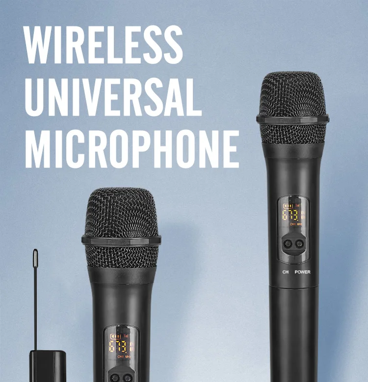 Universal Uhf Wireless Microphone Automatic Frequency Modulation Dual Channel Plastic Handheld ...