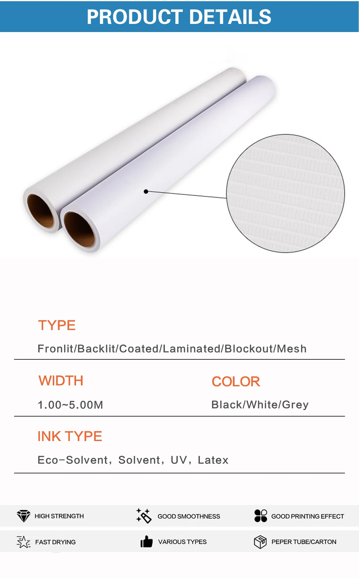 10 Feet GLP Pvc Flex Banner Rolls,240g-750g Frontilit and Backlit Flex ...