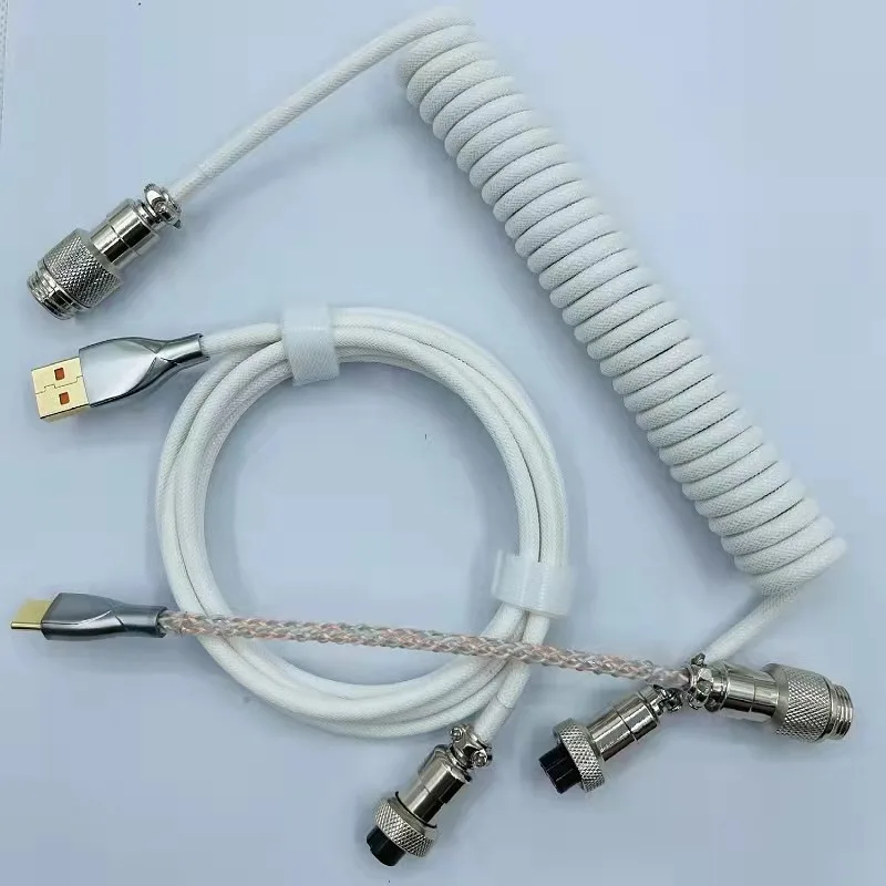 Mechanical keyboard cable USB type C rainbow color braided spiral ...