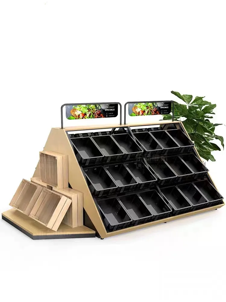 Supermarket Vegetable and Fruit Display Shelf 3 Layers Vegetable ...