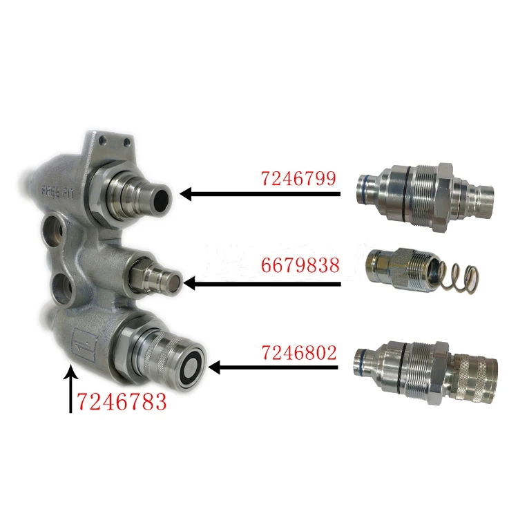 Flat Face Hydraulic Quick Coupler Block Cartridge 7246799 7246802 ...