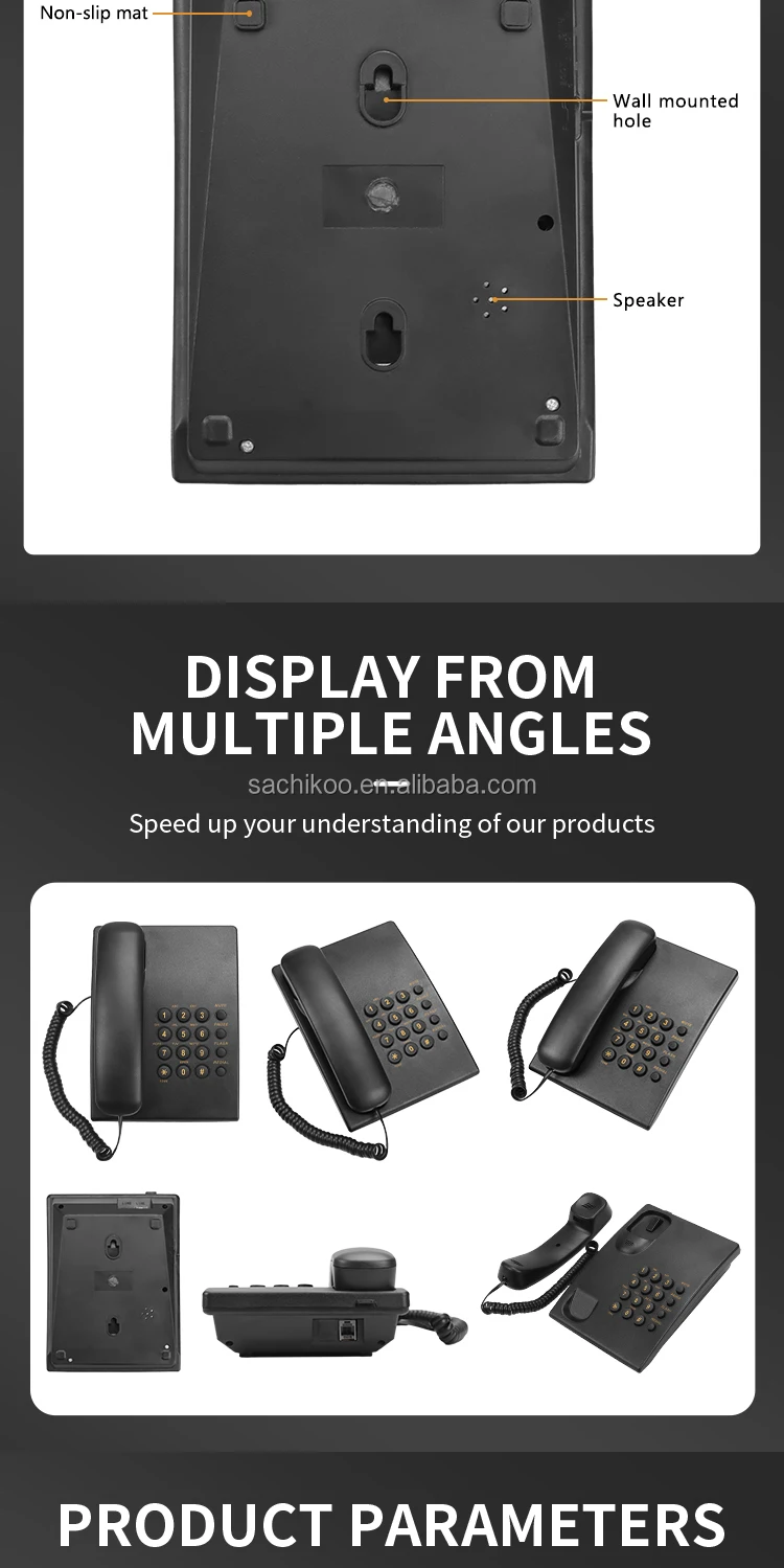 Cheap Home and Office Telephone with Fixed Cord ABS Material