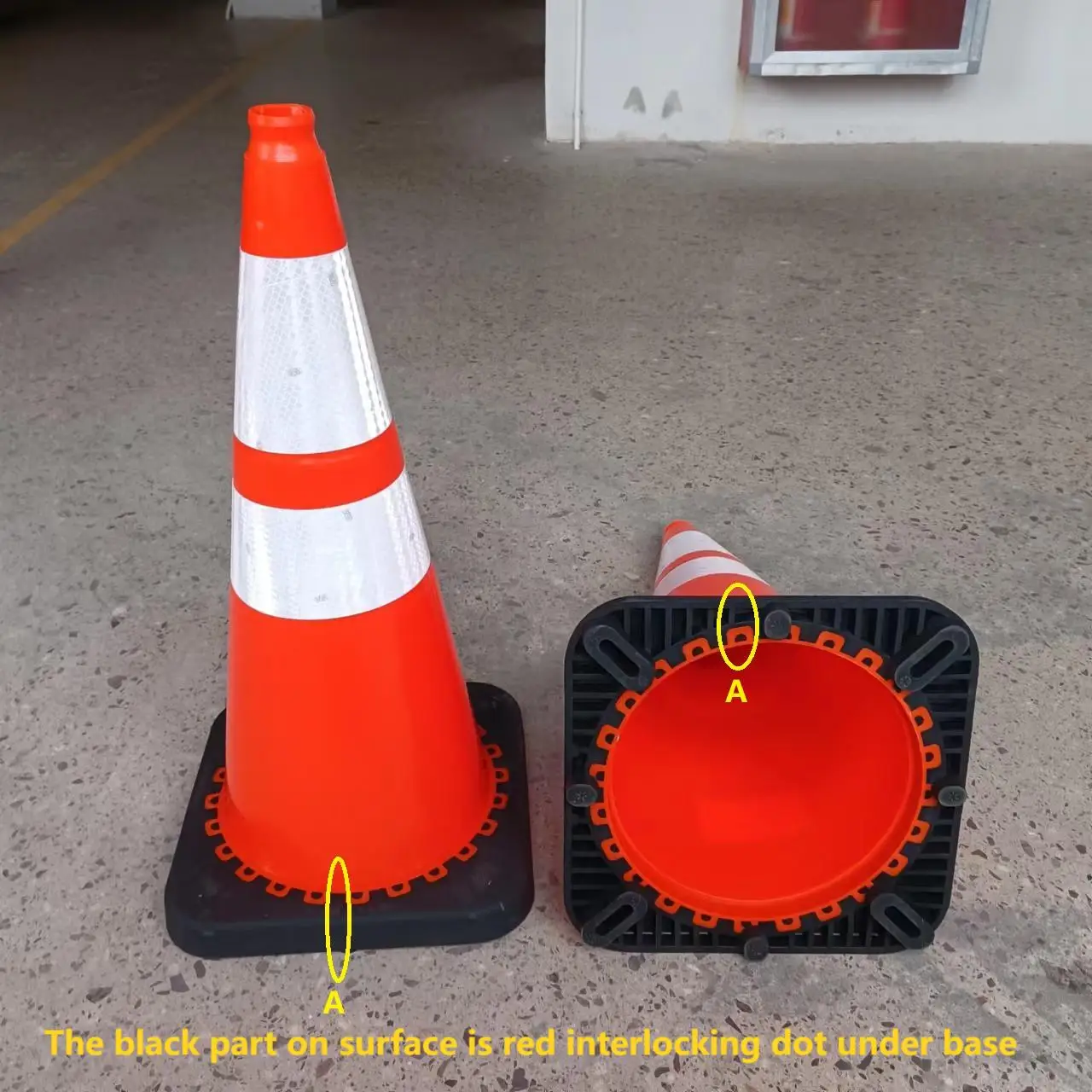 28" 7lbs Black Base Unbreakable PVC Road Traffic Safety Cone Traffic ...
