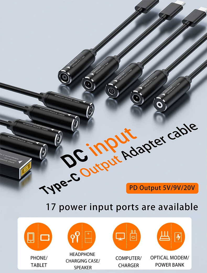 DC USB Type C Power Adapter Converter for Laptop & Macbook