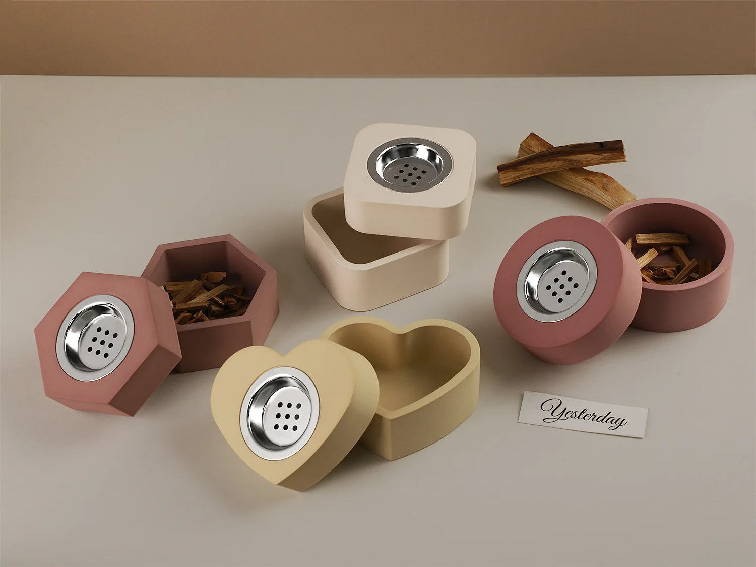 Diy Gypsum Cement Gypsum Storage Box Aromatherapy Stove Circular Heart ...