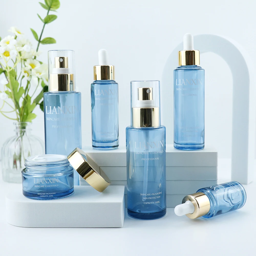 Luxury Skincare Packaging Glass Face Cream Jar And Bottle Lotion Pump 15ml 100ml 50ml 30ml Serum ...