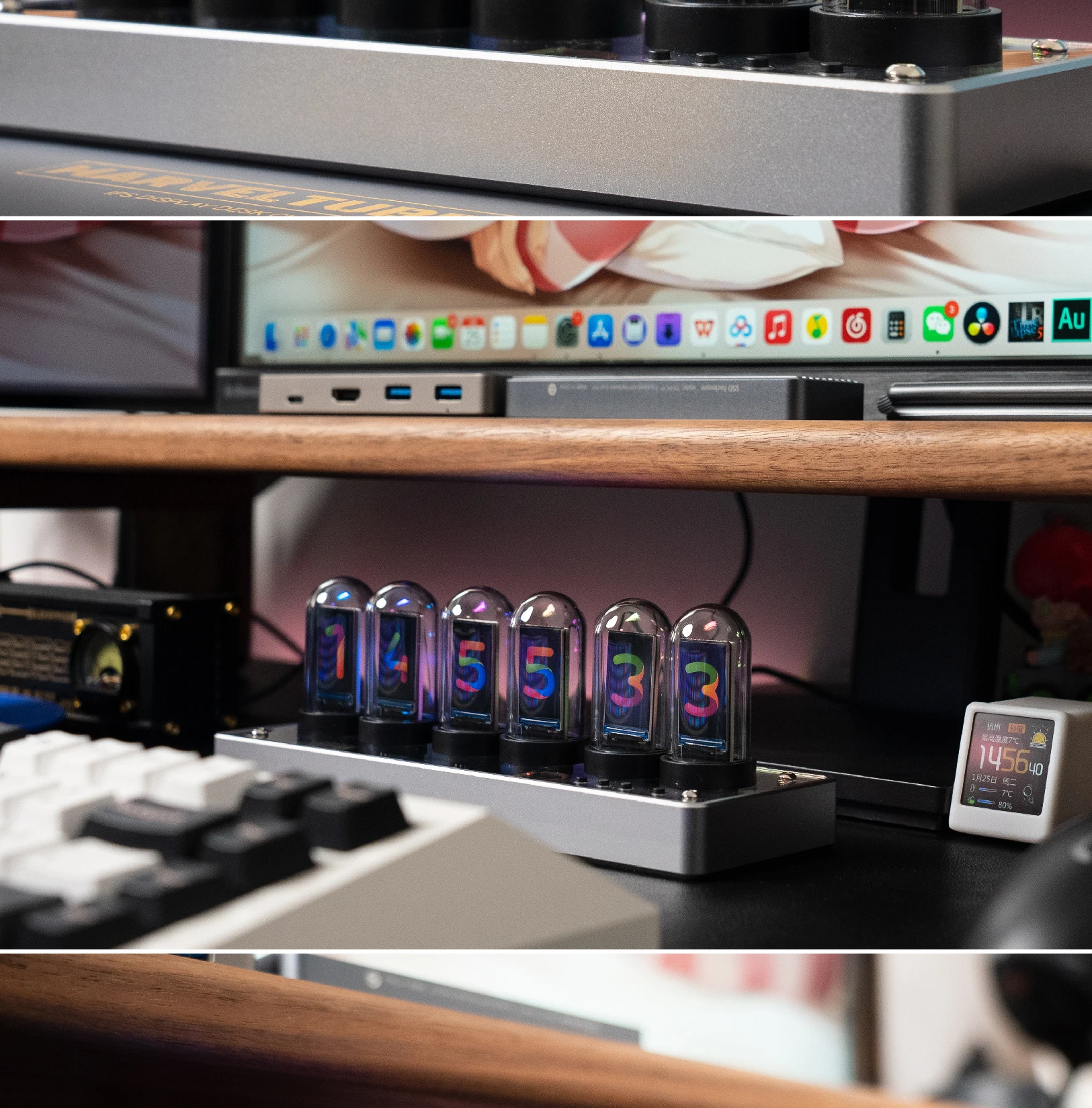 Luxury Colorful Digital Lighting Ips Nixie Wifi Desk Clock For Gaming ...