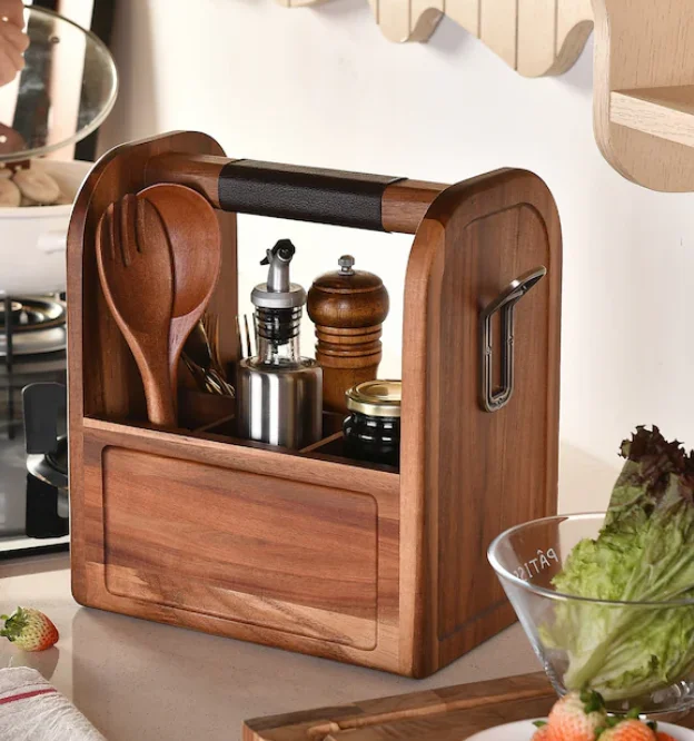 New Design Wooden Personalized Hostess Kitchen Utensil Holder Natural ...