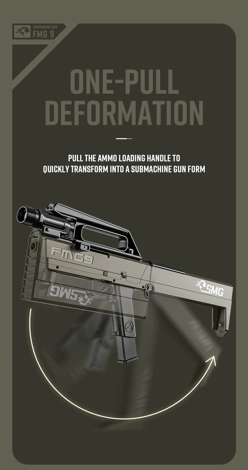 Transformation FMG9 Folding Soft Bullet Submachine Gun Toy for Kids - ODM